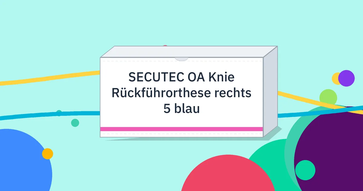 Symbolbild: Packung mit der Aufschrift SECUTEC OA Knie Rückführorthese rechts 5 blau (PZN 14254141) – Verfügbarkeit und Bezug in Apotheken in Frankfurt am Main