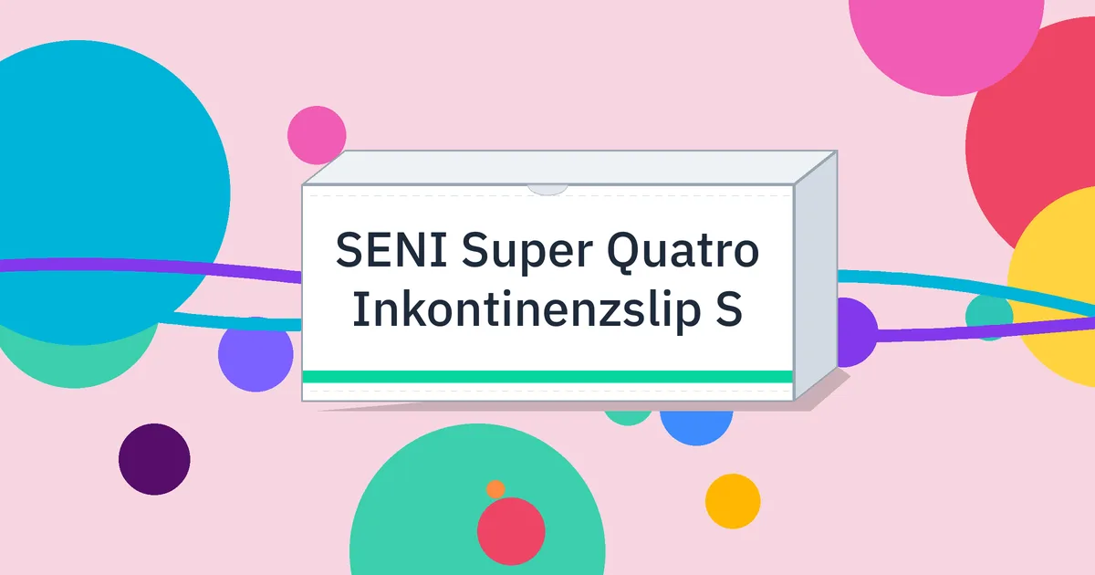 Symbolbild: Packung mit der Aufschrift SENI Super Quatro Inkontinenzslip S (PZN 11229013) – Verfügbarkeit und Bezug in Apotheken in Frankfurt am Main