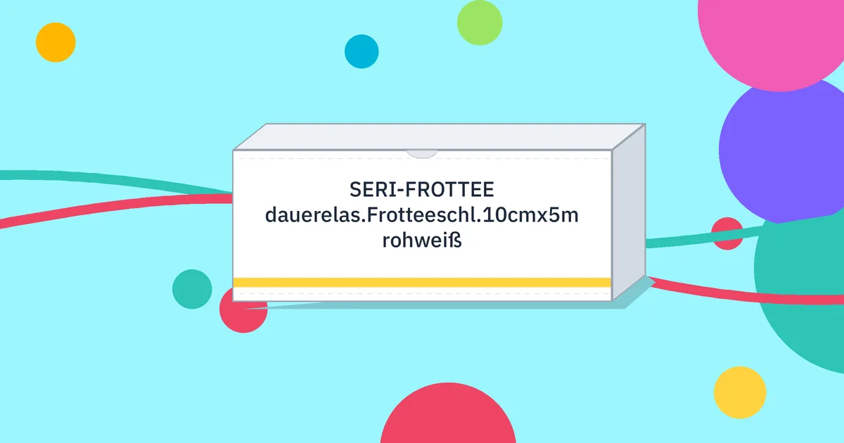 Symbolbild: Packung mit der Aufschrift SERI-FROTTEE dauerelas.Frotteeschl.10cmx5m rohweiß (PZN 19836646) – Verfügbarkeit und Bezug in Apotheken in Frankfurt am Main