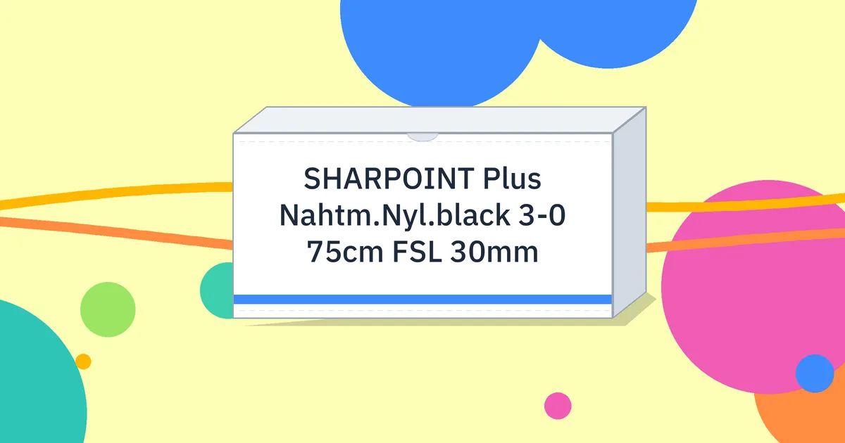 Symbolbild: Packung mit der Aufschrift SHARPOINT Plus Nahtm.Nyl.black 3-0 75cm FSL 30mm (PZN 17984414) – Verfügbarkeit und Bezug in Apotheken in Frankfurt am Main