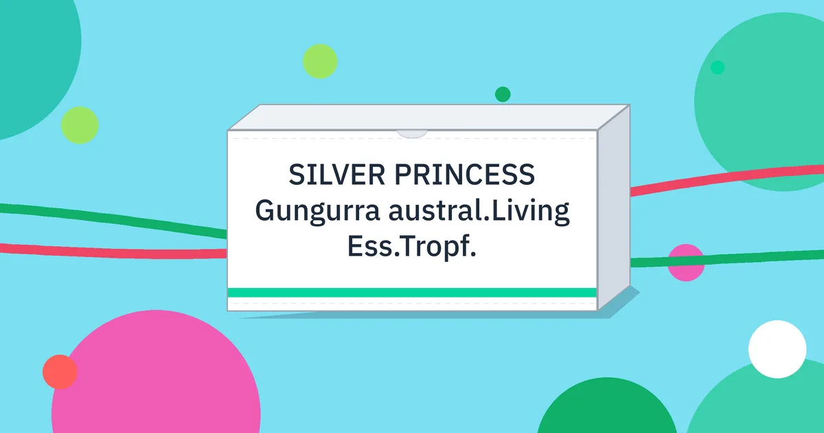 Symbolbild: Packung mit der Aufschrift SILVER PRINCESS Gungurra austral.Living Ess.Tropf. (PZN 05010983) – Verfügbarkeit und Bezug in Apotheken in Frankfurt am Main
