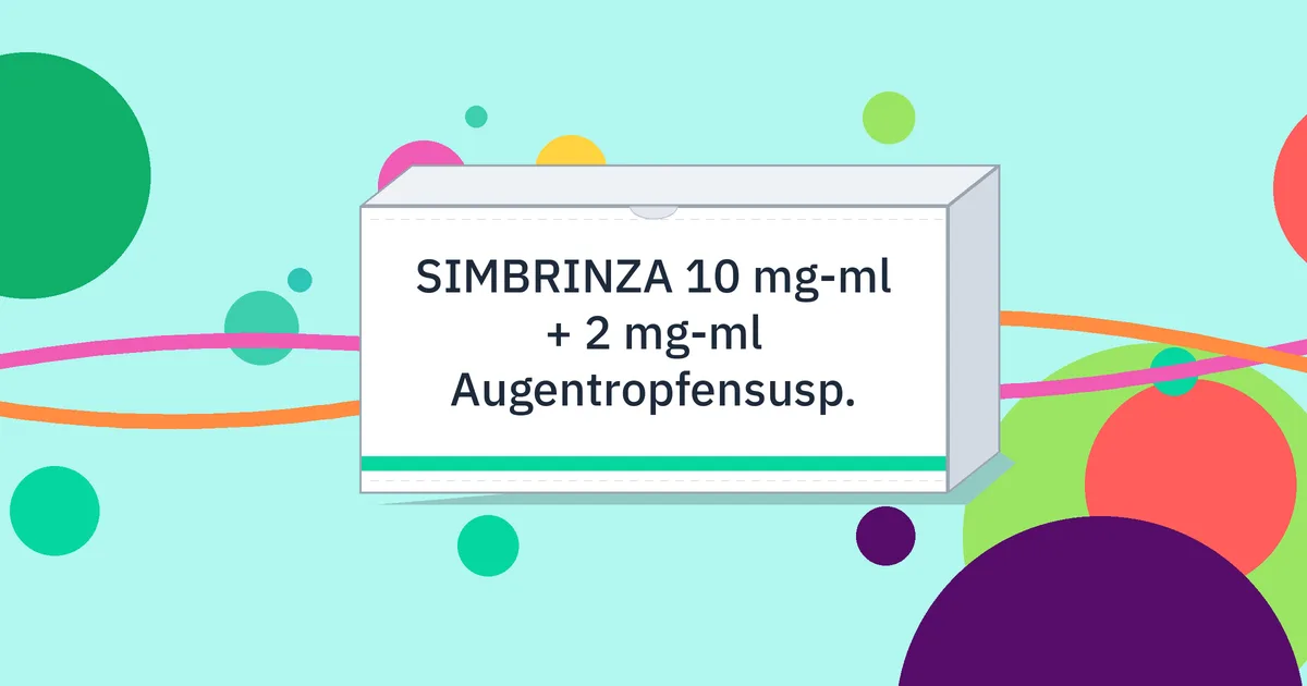 Symbolbild: Packung mit der Aufschrift SIMBRINZA 10 mg-ml + 2 mg-ml Augentropfensusp. (PZN 11125650) – Verfügbarkeit und Bezug in Apotheken in Frankfurt am Main