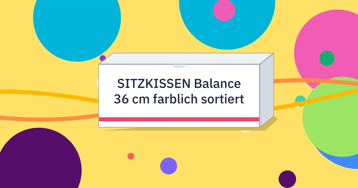 Symbolbild: Packung mit der Aufschrift SITZKISSEN Balance 36 cm farblich sortiert (PZN 14035568) – Verfügbarkeit und Bezug in Apotheken in Frankfurt am Main