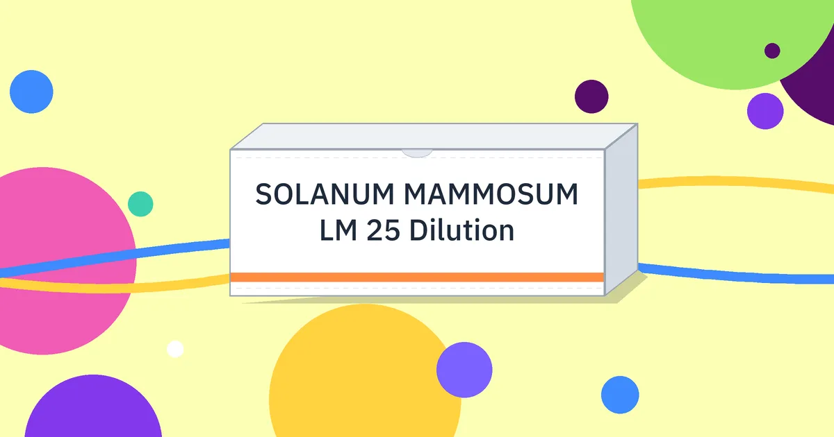 Symbolbild: Packung mit der Aufschrift SOLANUM MAMMOSUM LM 25 Dilution (PZN 13192538) – Verfügbarkeit und Bezug in Apotheken in Frankfurt am Main