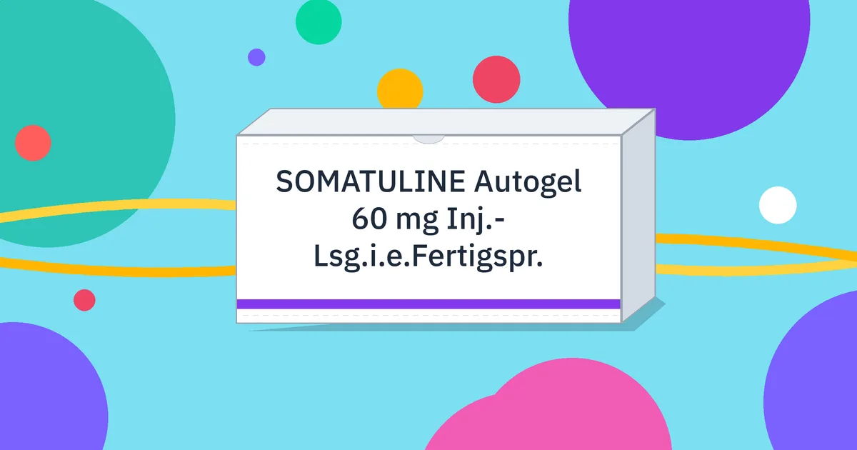Symbolbild: Packung mit der Aufschrift SOMATULINE Autogel 60 mg Inj.-Lsg.i.e.Fertigspr. (PZN 07624956) – Verfügbarkeit und Bezug in Apotheken in Frankfurt am Main