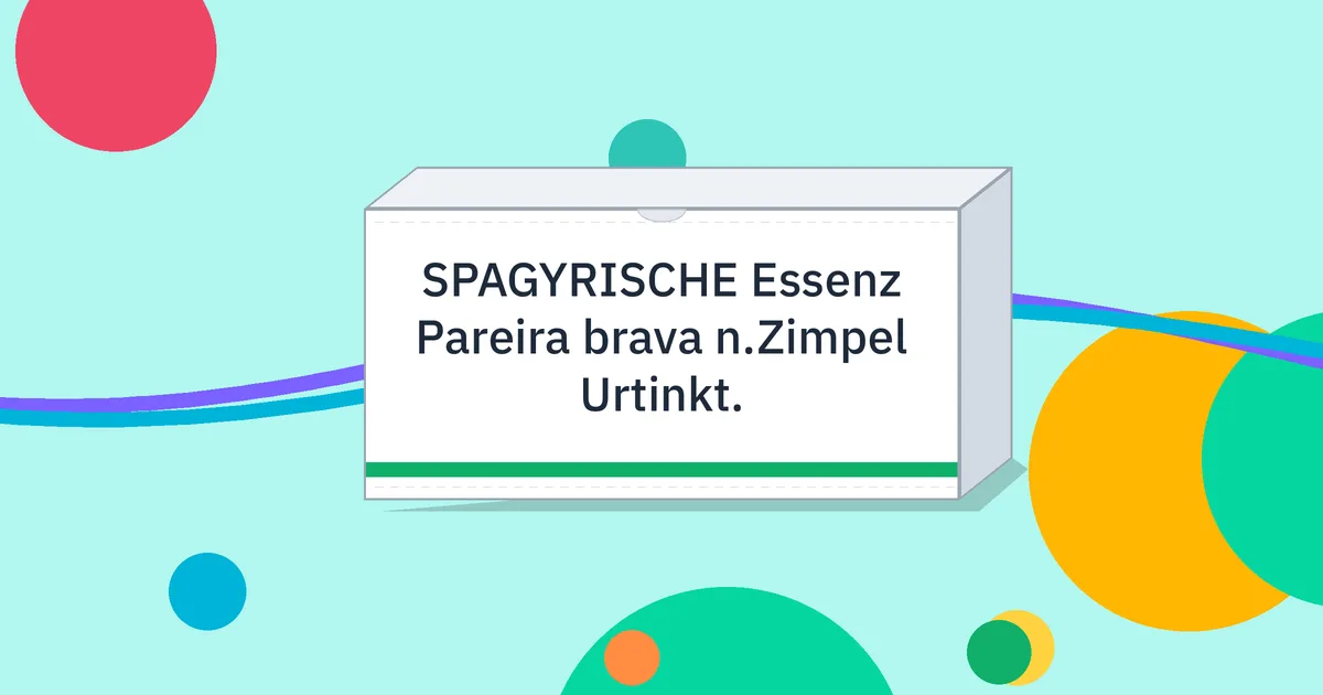 Symbolbild: Packung mit der Aufschrift SPAGYRISCHE Essenz Pareira brava n.Zimpel Urtinkt. (PZN 12388311) – Verfügbarkeit und Bezug in Apotheken in Frankfurt am Main