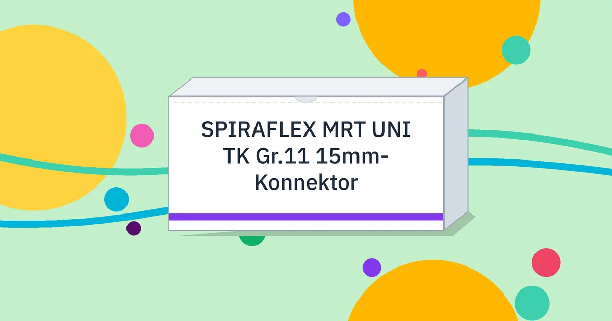 Symbolbild: Packung mit der Aufschrift SPIRAFLEX MRT UNI TK Gr.11 15mm-Konnektor (PZN 12410884) – Verfügbarkeit und Bezug in Apotheken in Frankfurt am Main