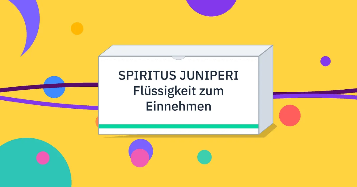 Symbolbild: Packung mit der Aufschrift SPIRITUS JUNIPERI Flüssigkeit zum Einnehmen (PZN 15407730) – Verfügbarkeit und Bezug in Apotheken in Frankfurt am Main