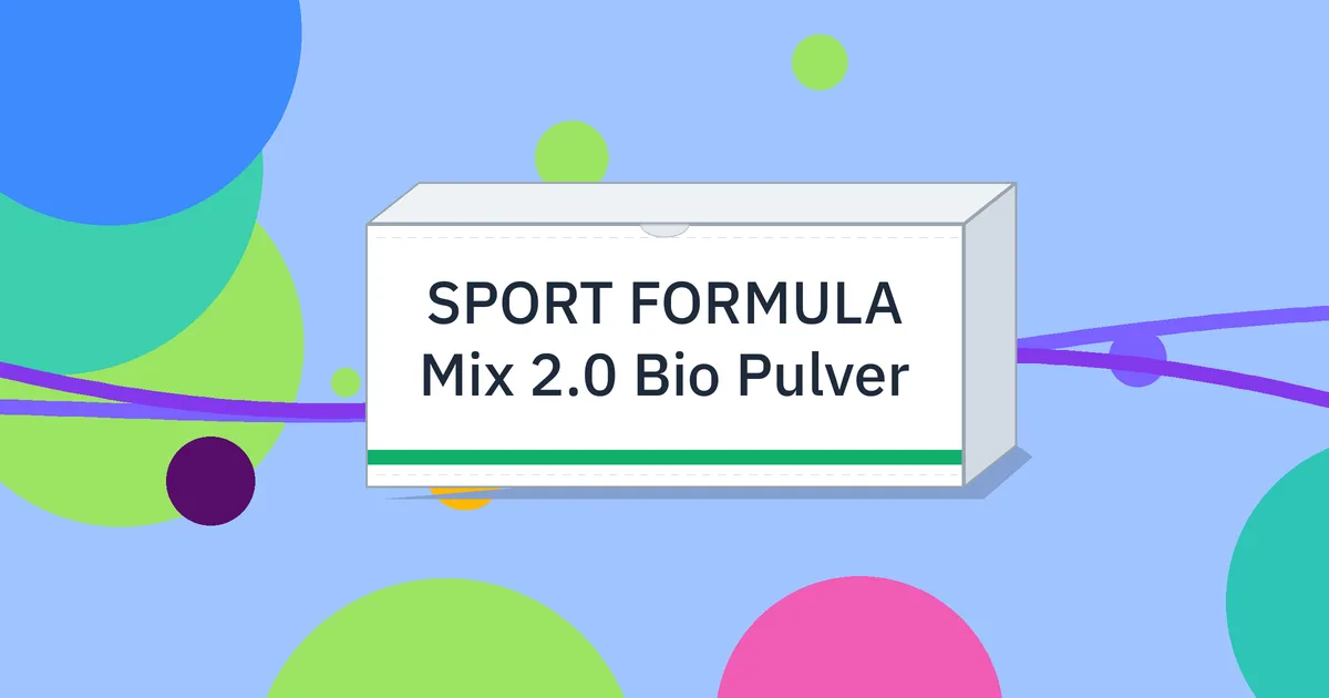 Symbolbild: Packung mit der Aufschrift SPORT FORMULA Mix 2.0 Bio Pulver (PZN 18412358) – Verfügbarkeit und Bezug in Apotheken in Frankfurt am Main