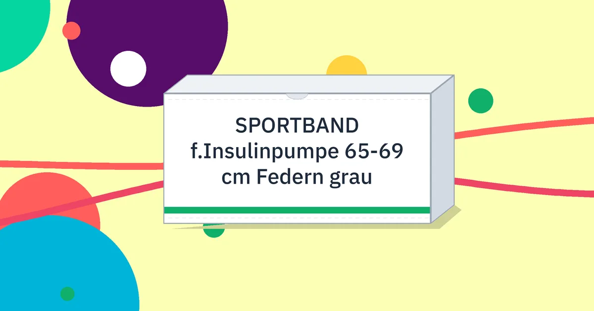 Symbolbild: Packung mit der Aufschrift SPORTBAND f.Insulinpumpe 65-69 cm Federn grau (PZN 13916568) – Verfügbarkeit und Bezug in Apotheken in Frankfurt am Main
