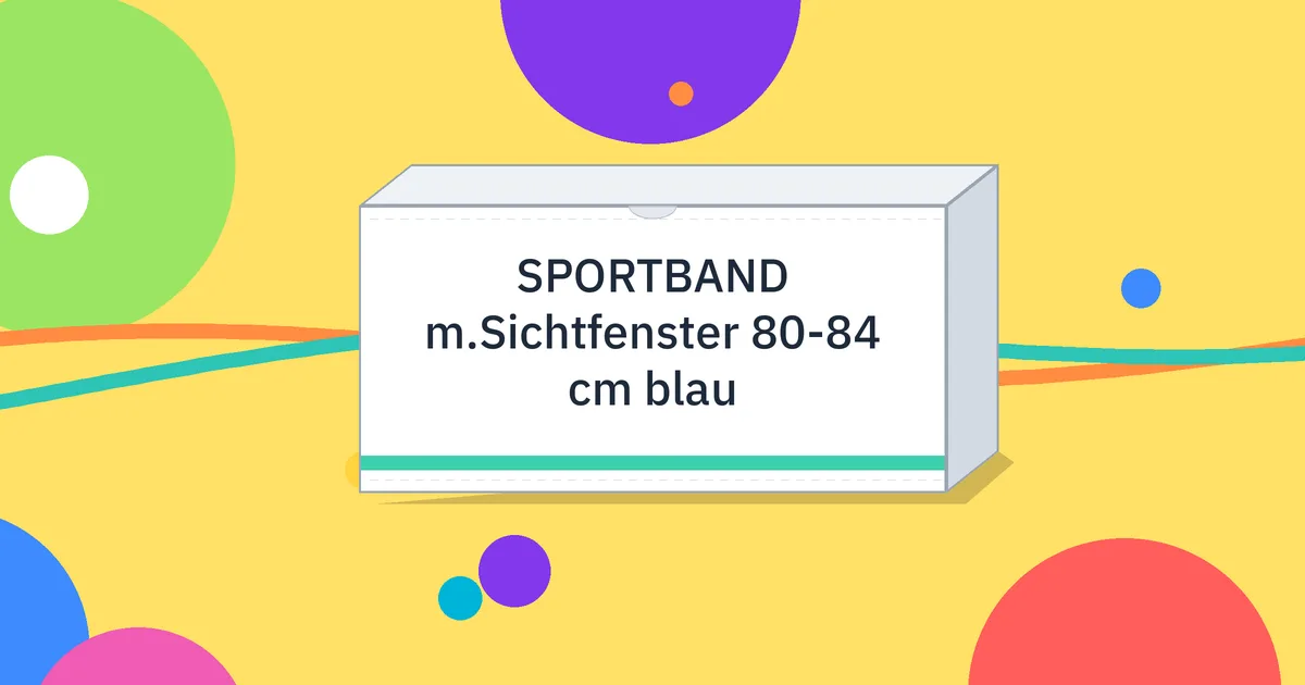 Symbolbild: Packung mit der Aufschrift SPORTBAND m.Sichtfenster 80-84 cm blau (PZN 12904468) – Verfügbarkeit und Bezug in Apotheken in Frankfurt am Main
