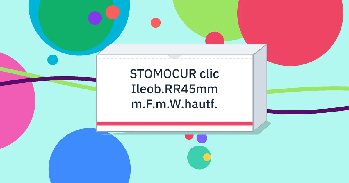 Symbolbild: Packung mit der Aufschrift STOMOCUR clic Ileob.RR45mm m.F.m.W.hautf. (PZN 14367336) – Verfügbarkeit und Bezug in Apotheken in Frankfurt am Main