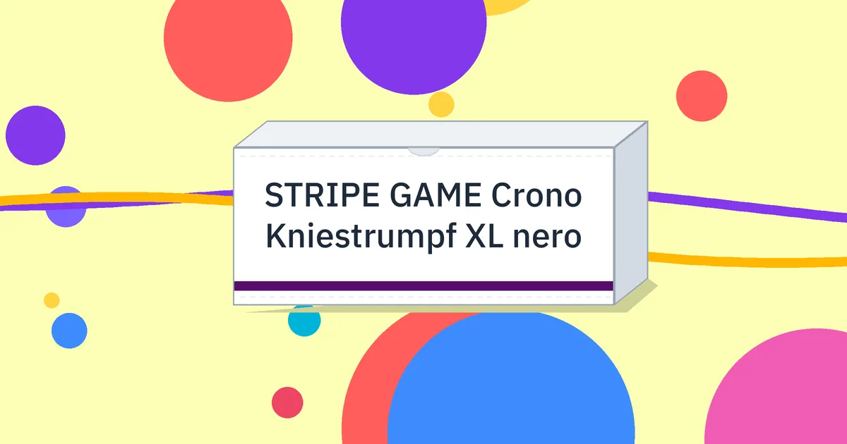 Symbolbild: Packung mit der Aufschrift STRIPE GAME Crono Kniestrumpf XL nero (PZN 20720050) – Verfügbarkeit und Bezug in Apotheken in Frankfurt am Main