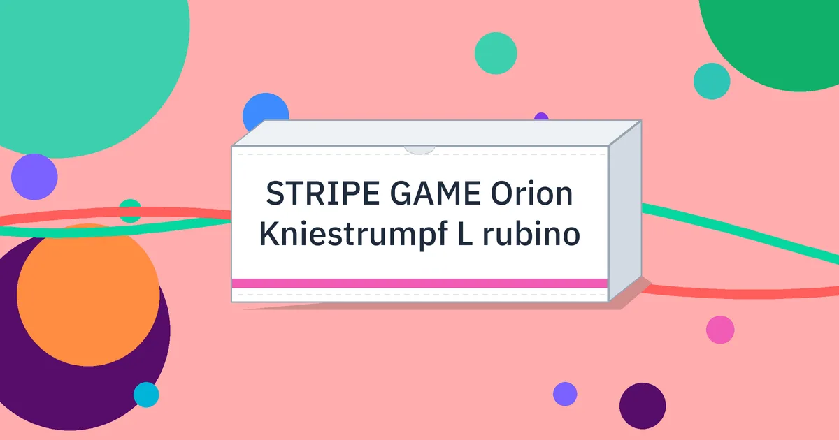 Symbolbild: Packung mit der Aufschrift STRIPE GAME Orion Kniestrumpf L rubino (PZN 20209682) – Verfügbarkeit und Bezug in Apotheken in Frankfurt am Main
