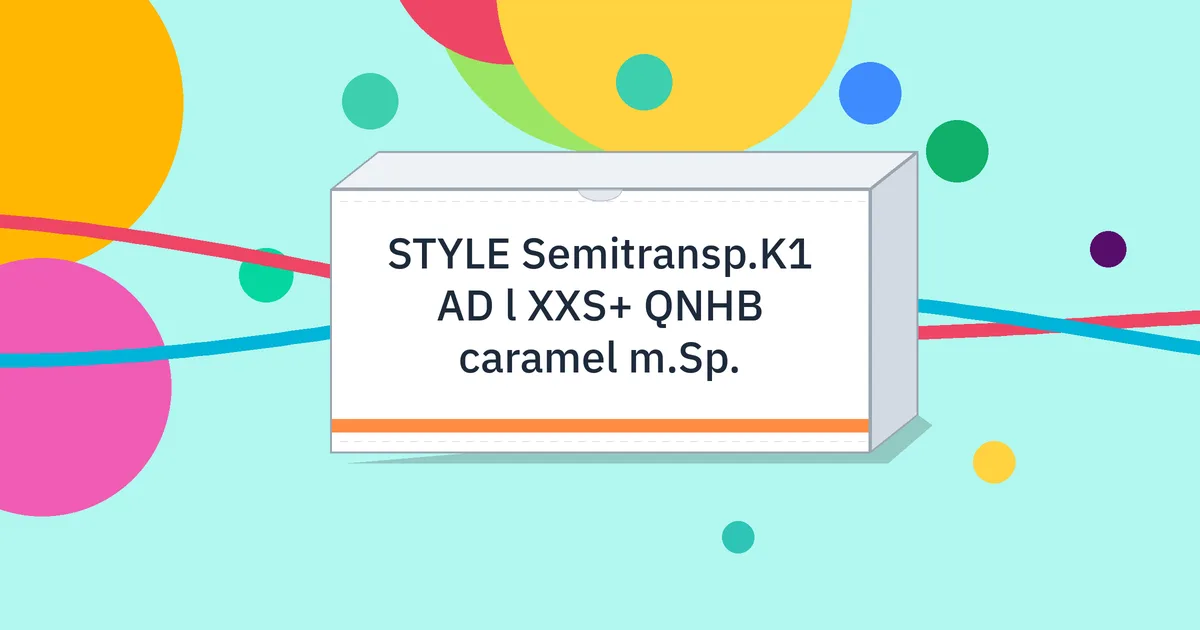 Symbolbild: Packung mit der Aufschrift STYLE Semitransp.K1 AD l XXS+ QNHB caramel m.Sp. (PZN 18870322) – Verfügbarkeit und Bezug in Apotheken in Frankfurt am Main