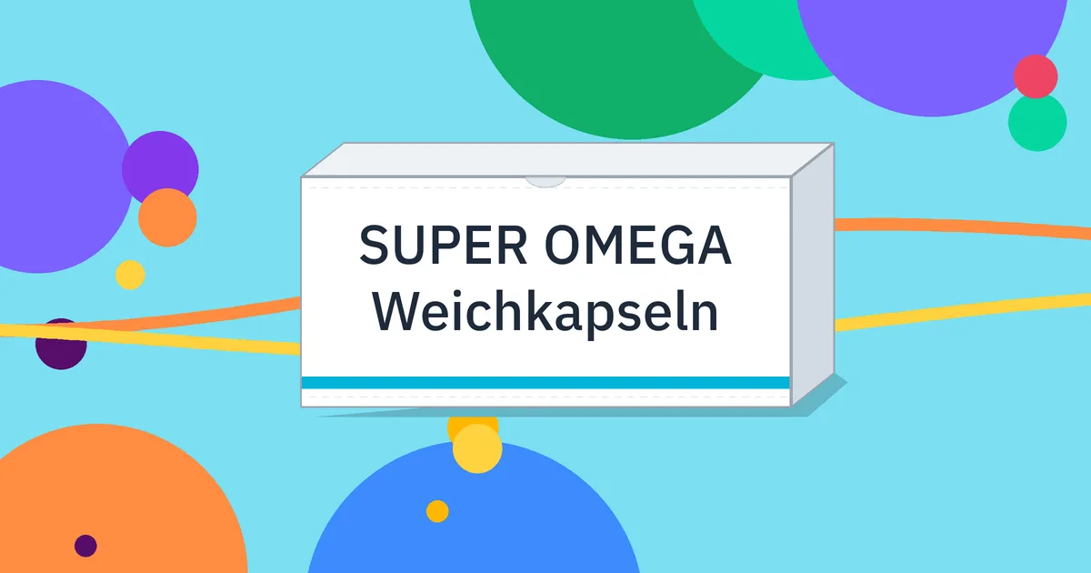 Symbolbild: Packung mit der Aufschrift SUPER OMEGA Weichkapseln (PZN 15734357) – Verfügbarkeit und Bezug in Apotheken in Frankfurt am Main