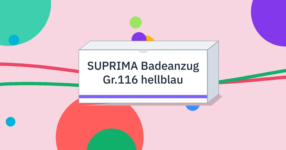 Symbolbild: Packung mit der Aufschrift SUPRIMA Badeanzug Gr.116 hellblau (PZN 05976941) – Verfügbarkeit und Bezug in Apotheken in Frankfurt am Main