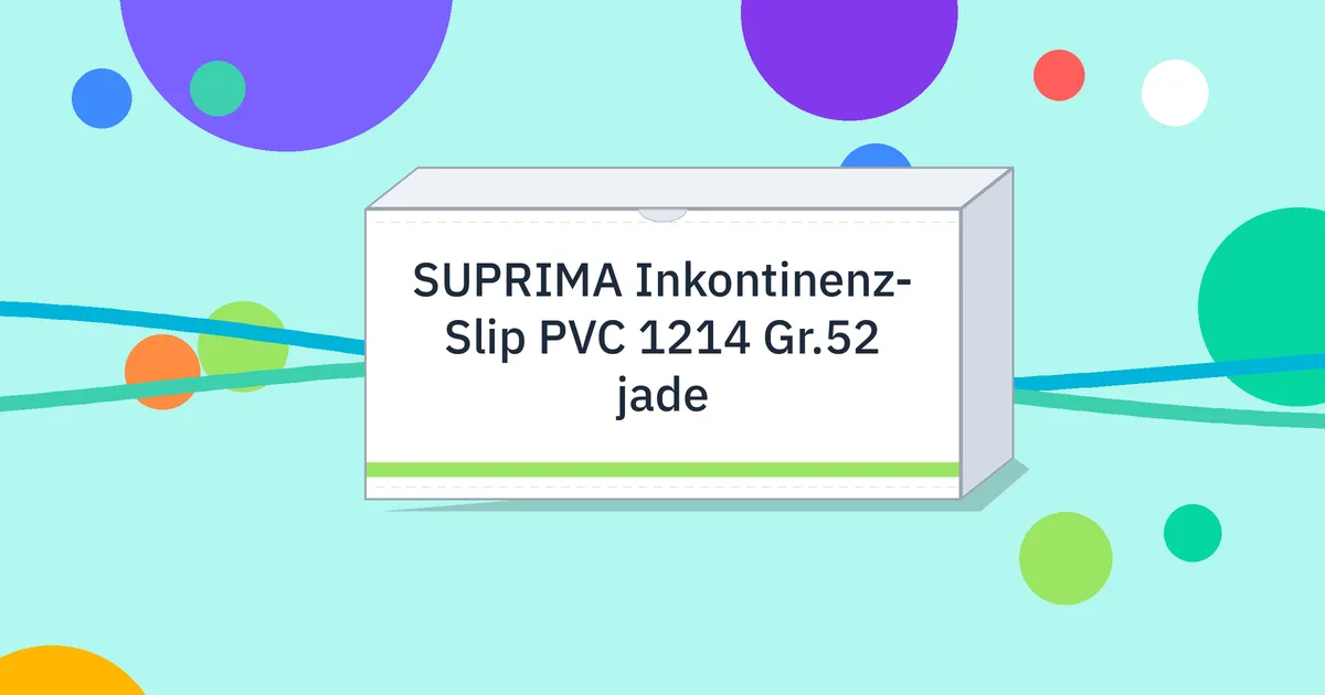 Symbolbild: Packung mit der Aufschrift SUPRIMA Inkontinenz-Slip PVC 1214 Gr.52 jade (PZN 02381851) – Verfügbarkeit und Bezug in Apotheken in Frankfurt am Main