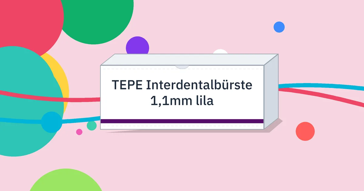 Symbolbild: Packung mit der Aufschrift TEPE Interdentalbürste 1,1mm lila (PZN 07641392) – Verfügbarkeit und Bezug in Apotheken in Frankfurt am Main