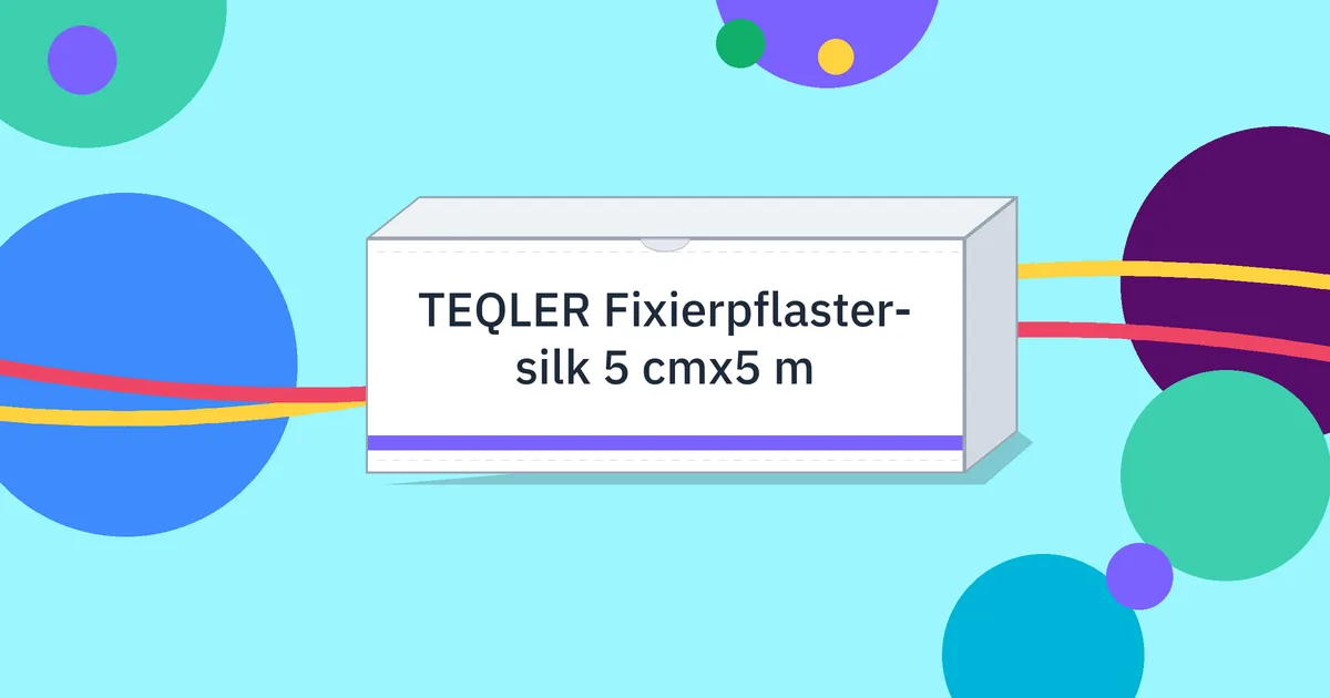 Symbolbild: Packung mit der Aufschrift TEQLER Fixierpflaster-silk 5 cmx5 m (PZN 18884146) – Verfügbarkeit und Bezug in Apotheken in Frankfurt am Main
