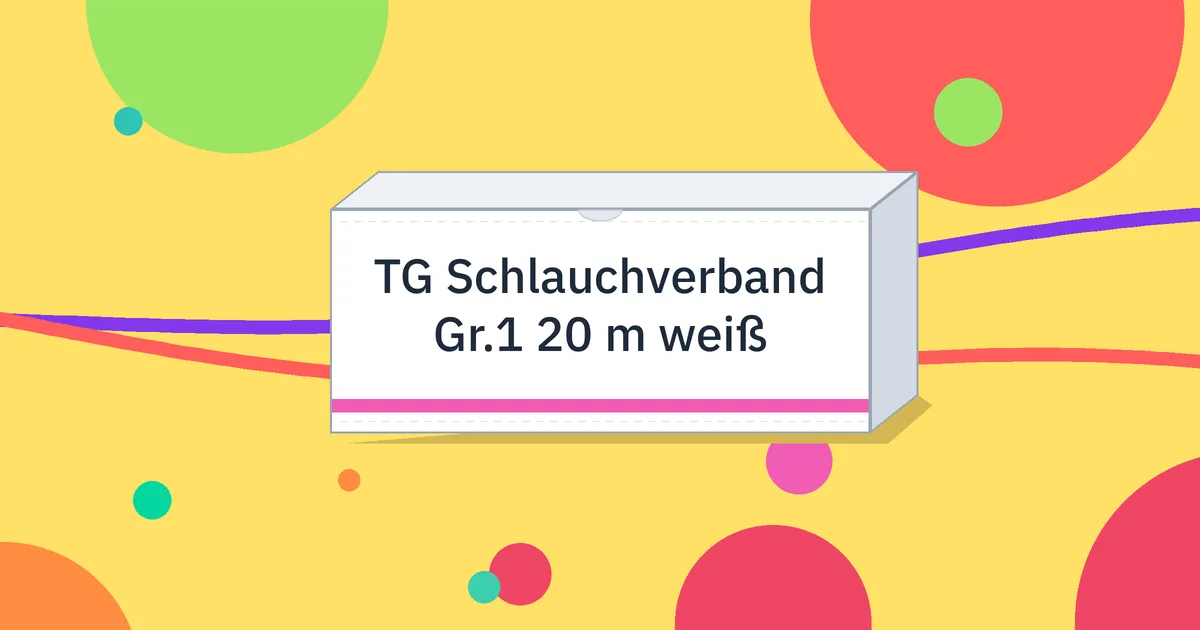 Symbolbild: Packung mit der Aufschrift TG Schlauchverband Gr.1 20 m weiß (PZN 01020186) – Verfügbarkeit und Bezug in Apotheken in Frankfurt am Main