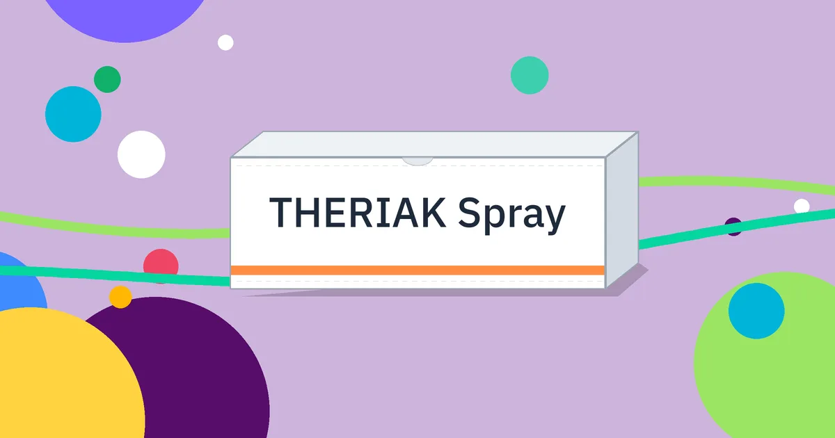 Symbolbild: Packung mit der Aufschrift THERIAK Spray (PZN 11874104) – Verfügbarkeit und Bezug in Apotheken in Frankfurt am Main