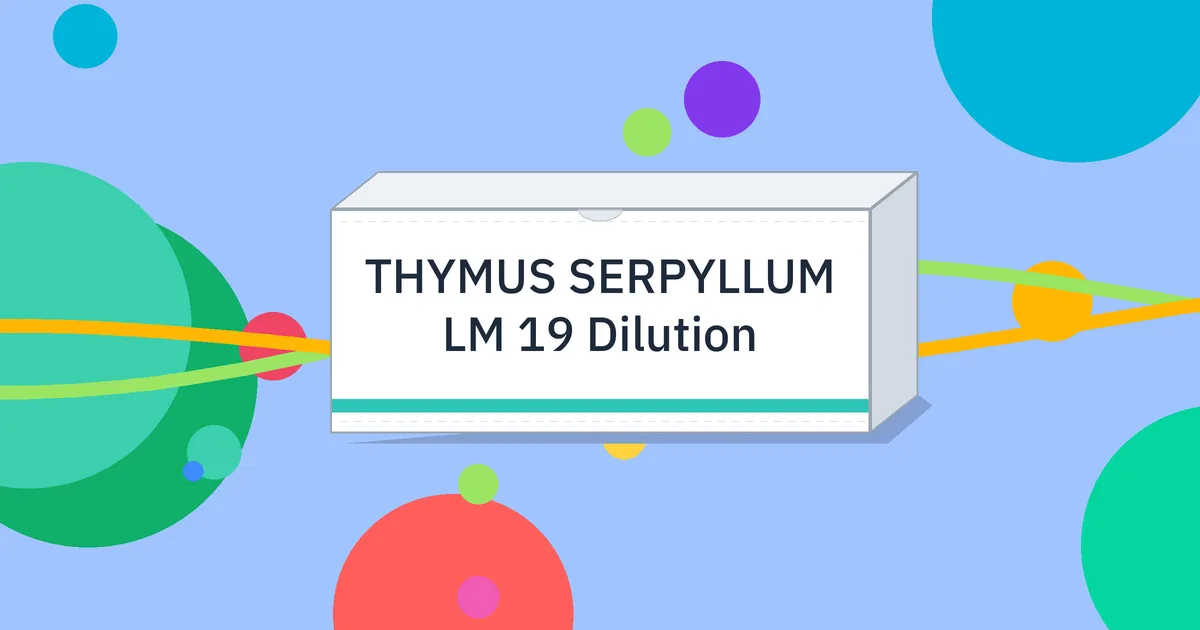 Symbolbild: Packung mit der Aufschrift THYMUS SERPYLLUM LM 19 Dilution (PZN 13223032) – Verfügbarkeit und Bezug in Apotheken in Frankfurt am Main