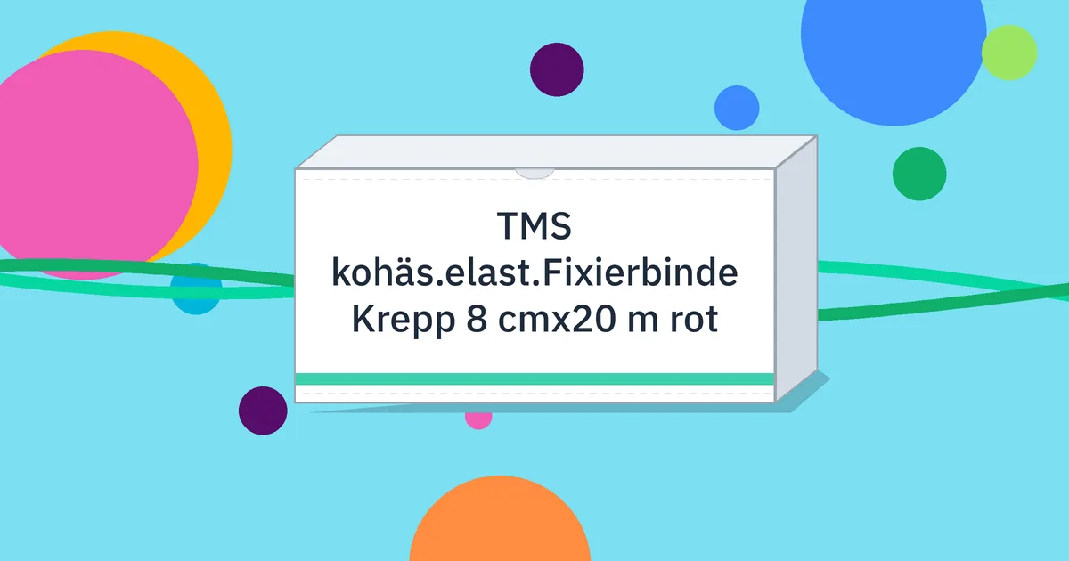 Symbolbild: Packung mit der Aufschrift TMS kohäs.elast.Fixierbinde Krepp 8 cmx20 m rot (PZN 18316488) – Verfügbarkeit und Bezug in Apotheken in Frankfurt am Main