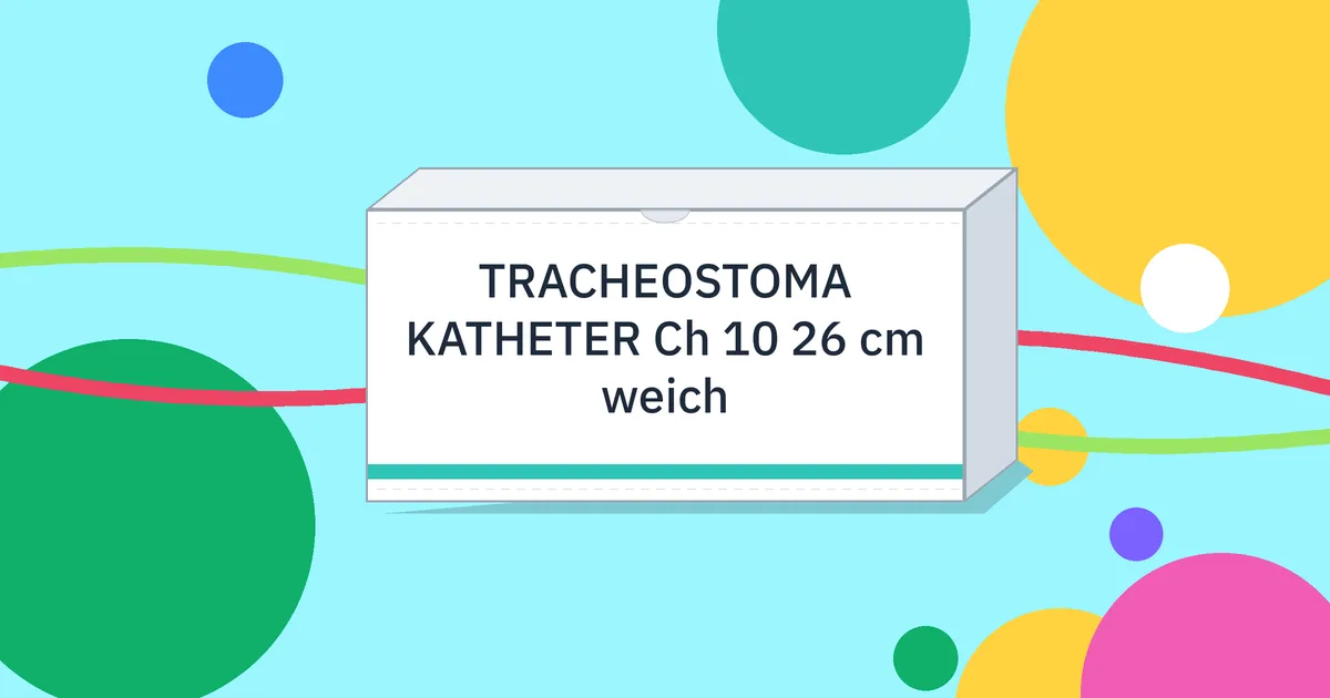 Symbolbild: Packung mit der Aufschrift TRACHEOSTOMA KATHETER Ch 10 26 cm weich (PZN 02244692) – Verfügbarkeit und Bezug in Apotheken in Frankfurt am Main