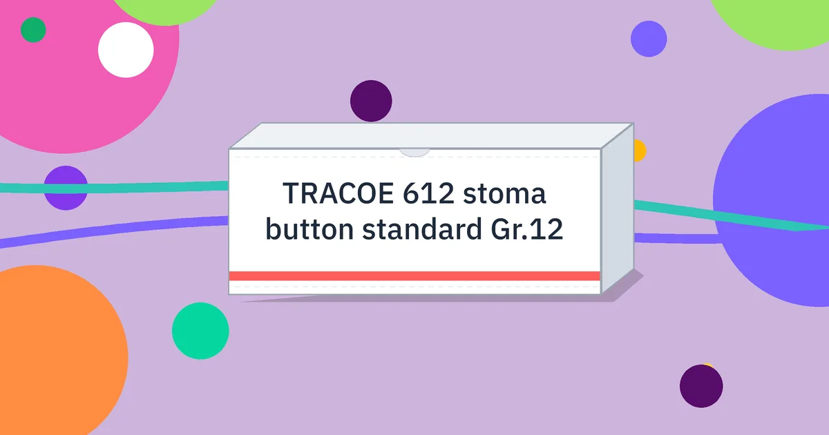 Symbolbild: Packung mit der Aufschrift TRACOE 612 stoma button standard Gr.12 (PZN 00926476) – Verfügbarkeit und Bezug in Apotheken in Frankfurt am Main