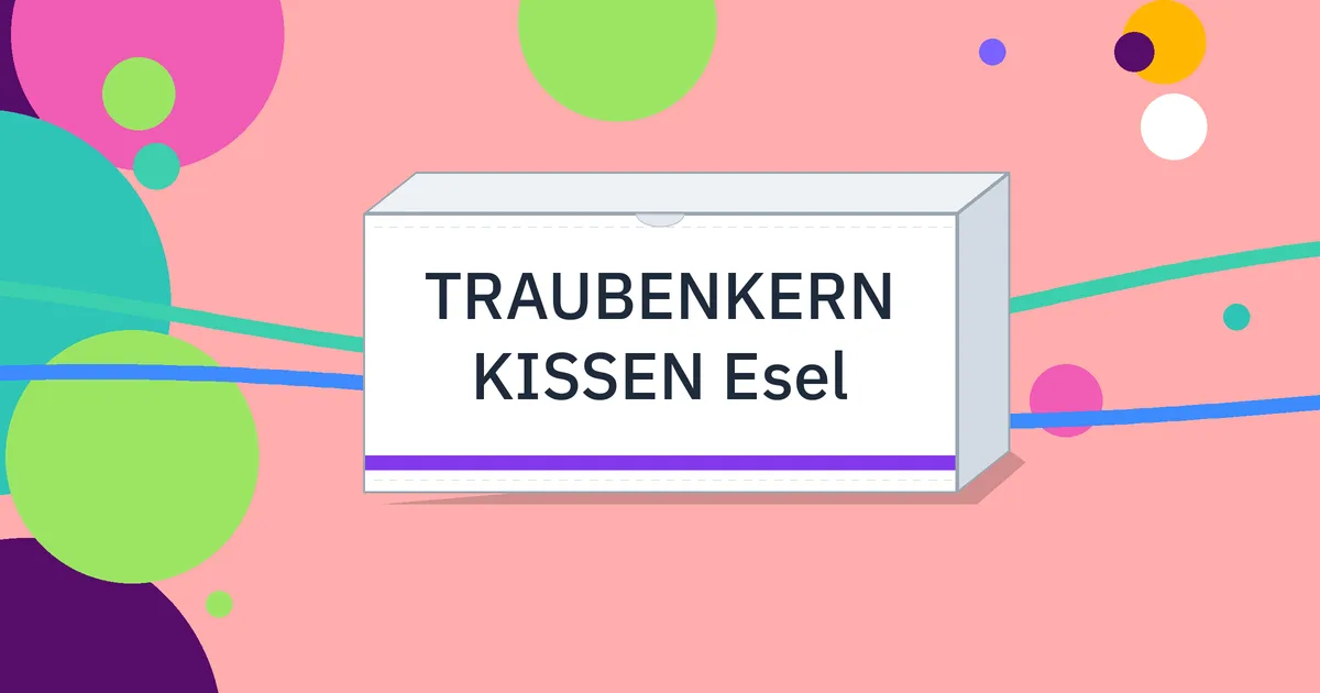 Symbolbild: Packung mit der Aufschrift TRAUBENKERN KISSEN Esel (PZN 16511398) – Verfügbarkeit und Bezug in Apotheken in Frankfurt am Main