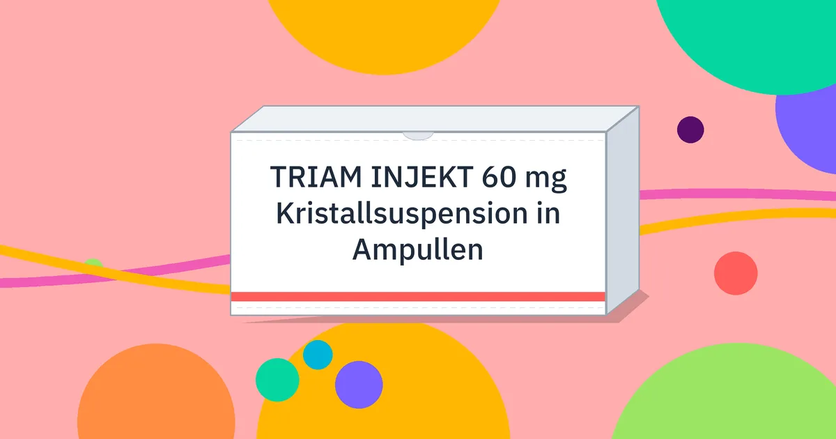 Symbolbild: Packung mit der Aufschrift TRIAM INJEKT 60 mg Kristallsuspension in Ampullen (PZN 03676778) – Verfügbarkeit und Bezug in Apotheken in Frankfurt am Main