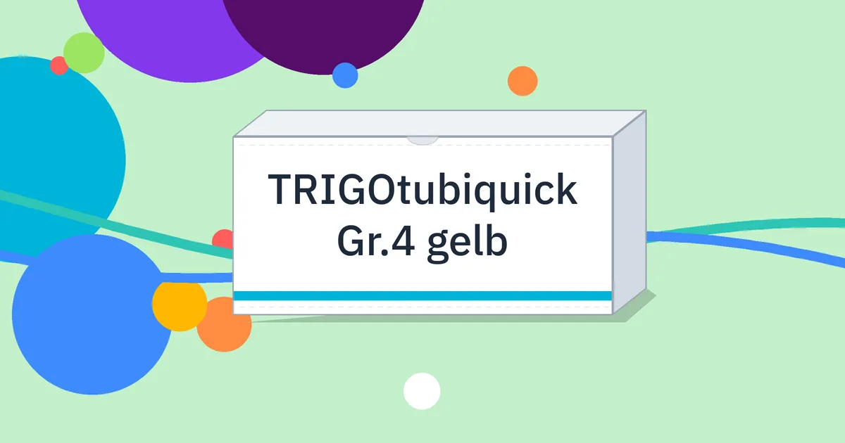 Symbolbild: Packung mit der Aufschrift TRIGOtubiquick Gr.4 gelb (PZN 18001922) – Verfügbarkeit und Bezug in Apotheken in Frankfurt am Main