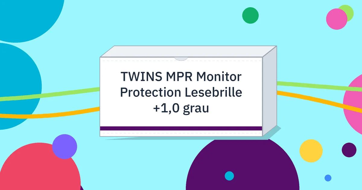 Symbolbild: Packung mit der Aufschrift TWINS MPR Monitor Protection Lesebrille +1,0 grau (PZN 13344416) – Verfügbarkeit und Bezug in Apotheken in Frankfurt am Main