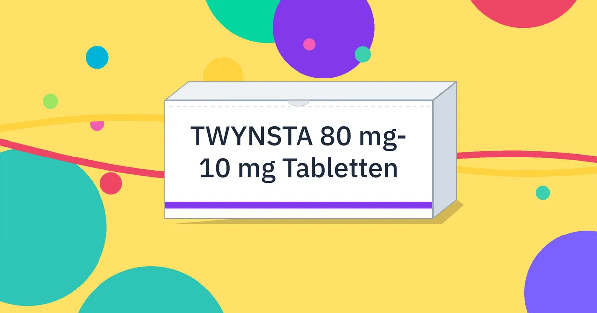 Symbolbild: Packung mit der Aufschrift TWYNSTA 80 mg-10 mg Tabletten (PZN 09941589) – Verfügbarkeit und Bezug in Apotheken in Frankfurt am Main