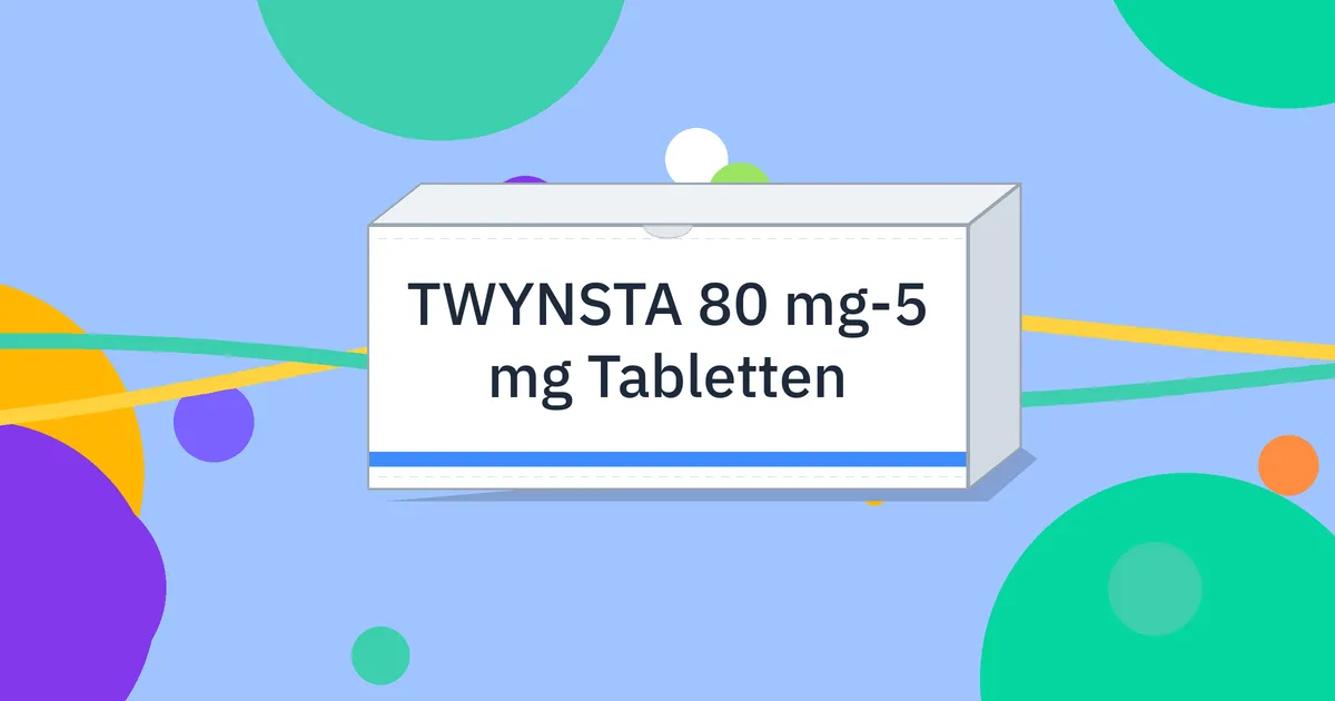Symbolbild: Packung mit der Aufschrift TWYNSTA 80 mg-5 mg Tabletten (PZN 09687458) – Verfügbarkeit und Bezug in Apotheken in Frankfurt am Main
