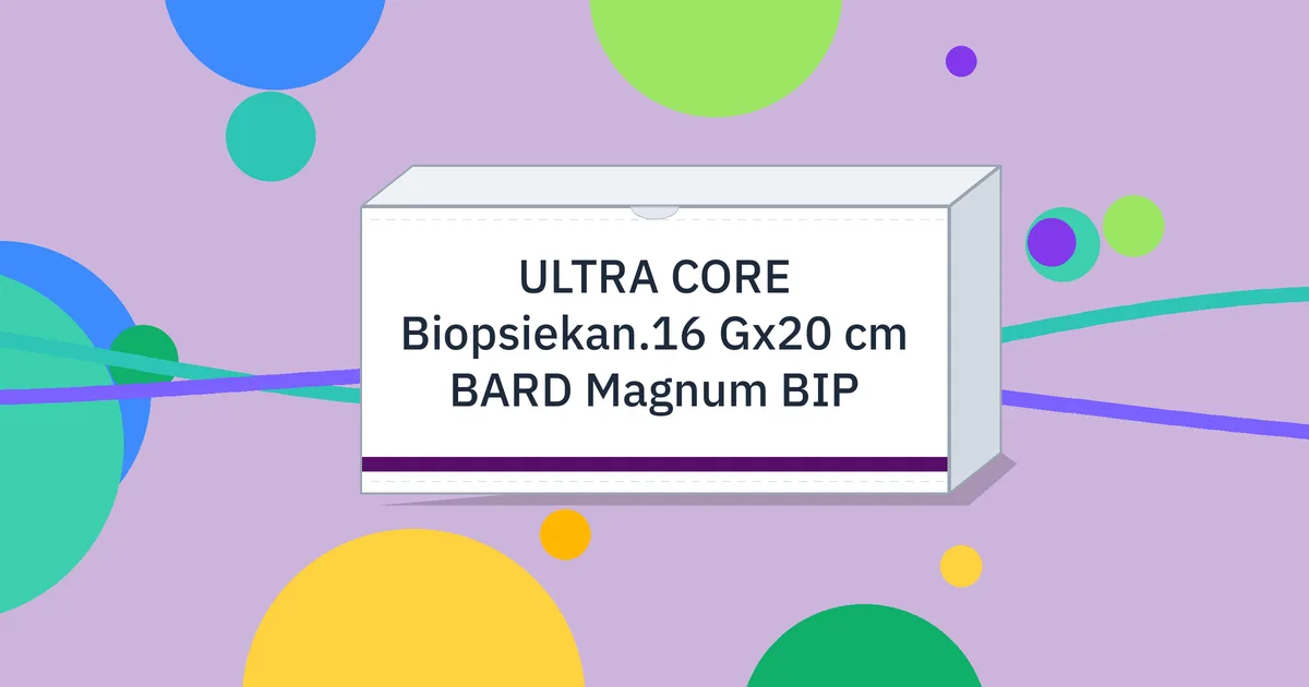 Symbolbild: Packung mit der Aufschrift ULTRA CORE Biopsiekan.16 Gx20 cm BARD Magnum BIP (PZN 04210852) – Verfügbarkeit und Bezug in Apotheken in Frankfurt am Main