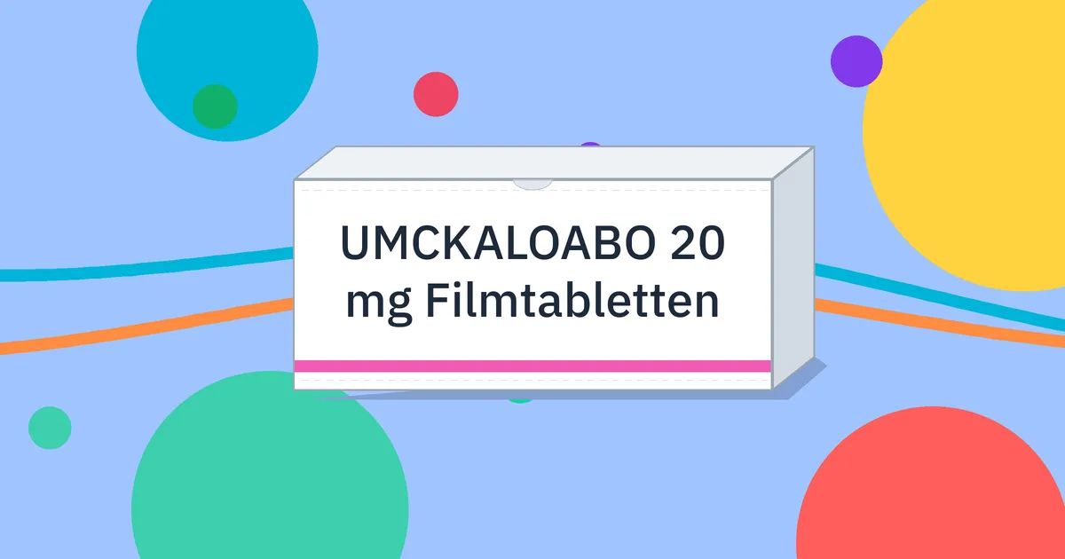 Symbolbild: Packung mit der Aufschrift UMCKALOABO 20 mg Filmtabletten (PZN 00148814) – Verfügbarkeit und Bezug in Apotheken in Frankfurt am Main