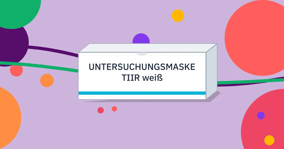 Symbolbild: Packung mit der Aufschrift UNTERSUCHUNGSMASKE TIIR weiß (PZN 20206092) – Verfügbarkeit und Bezug in Apotheken in Frankfurt am Main
