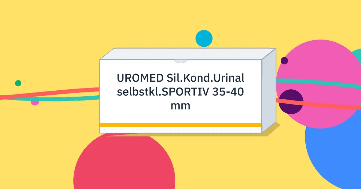Symbolbild: Packung mit der Aufschrift UROMED Sil.Kond.Urinal selbstkl.SPORTIV 35-40 mm (PZN 13650219) – Verfügbarkeit und Bezug in Apotheken in Frankfurt am Main