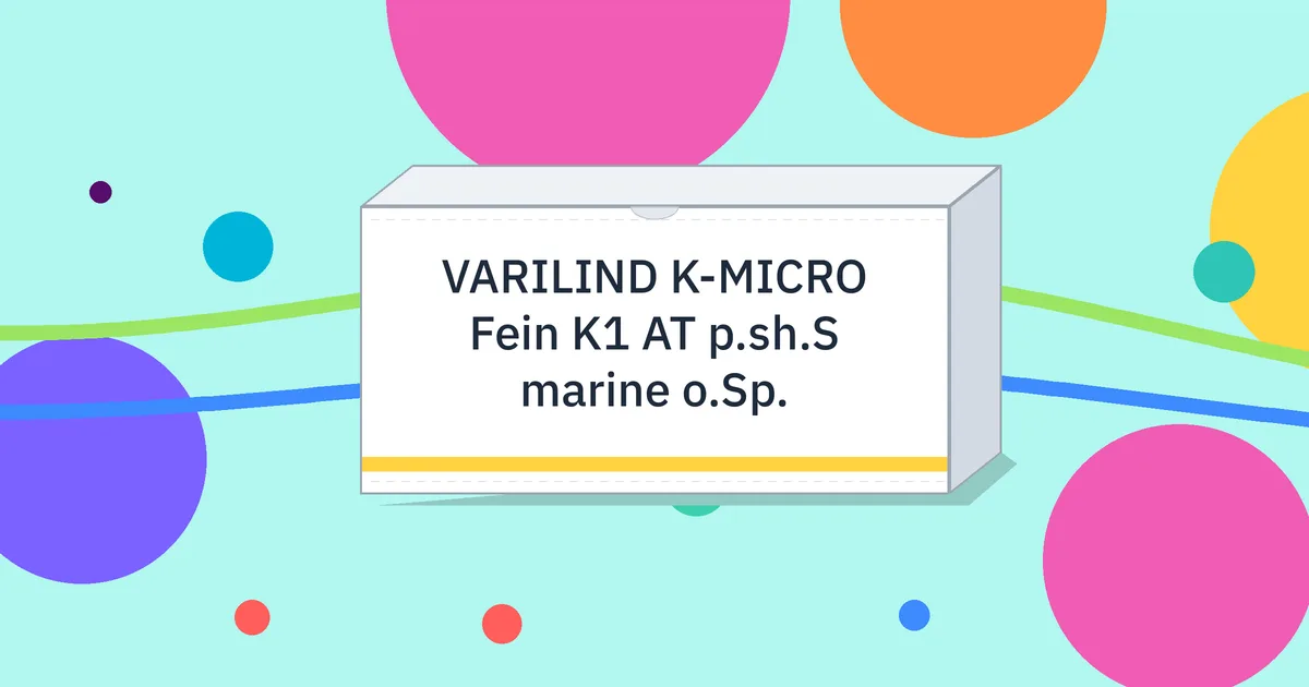 Symbolbild: Packung mit der Aufschrift VARILIND K-MICRO Fein K1 AT p.sh.S marine o.Sp. (PZN 20552233) – Verfügbarkeit und Bezug in Apotheken in Frankfurt am Main