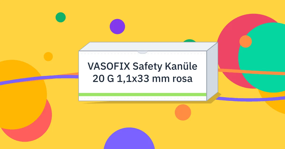 Symbolbild: Packung mit der Aufschrift VASOFIX Safety Kanüle 20 G 1,1x33 mm rosa (PZN 11178221) – Verfügbarkeit und Bezug in Apotheken in Frankfurt am Main