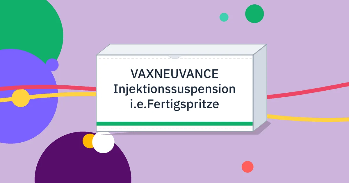 Symbolbild: Packung mit der Aufschrift VAXNEUVANCE Injektionssuspension i.e.Fertigspritze (PZN 18458745) – Verfügbarkeit und Bezug in Apotheken in Frankfurt am Main