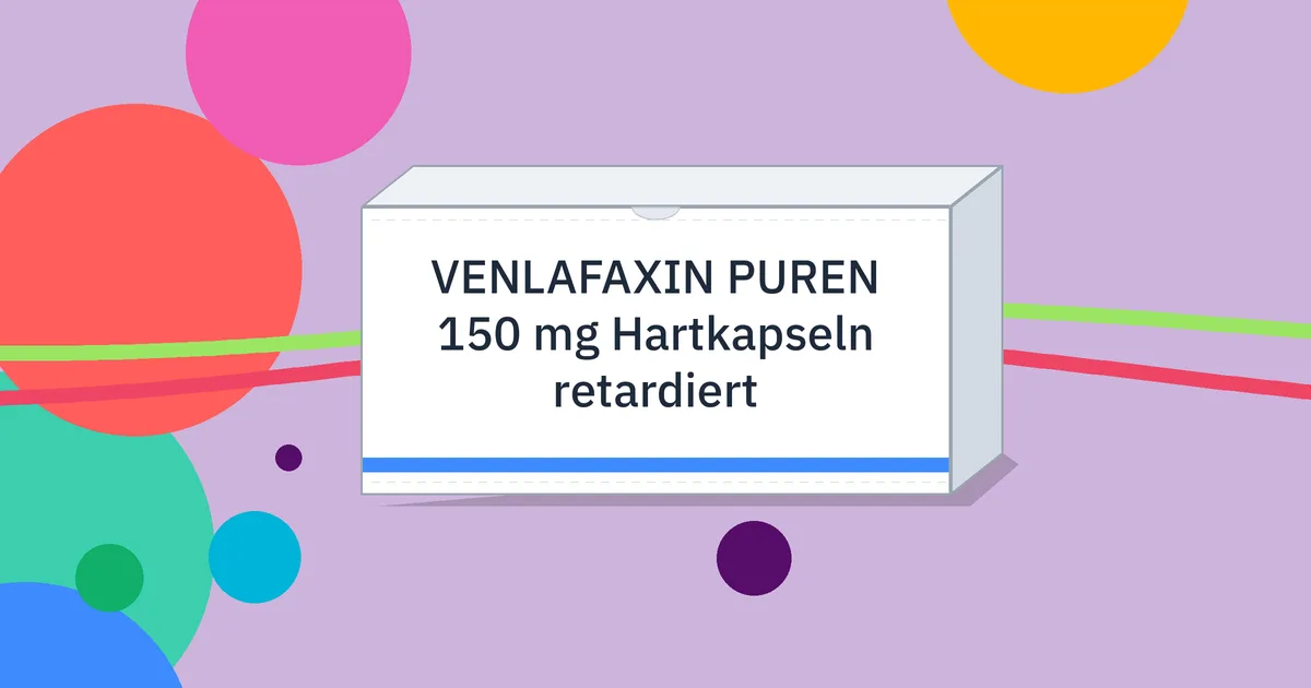 Symbolbild: Packung mit der Aufschrift VENLAFAXIN PUREN 150 mg Hartkapseln retardiert (PZN 18319009) – Verfügbarkeit und Bezug in Apotheken in Frankfurt am Main