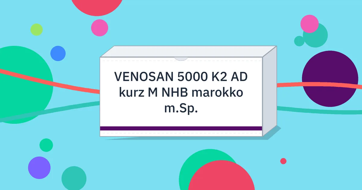 Symbolbild: Packung mit der Aufschrift VENOSAN 5000 K2 AD kurz M NHB marokko m.Sp. (PZN 14431873) – Verfügbarkeit und Bezug in Apotheken in Frankfurt am Main