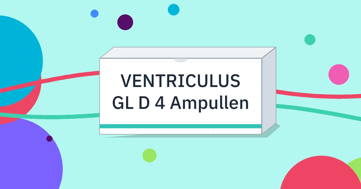 Symbolbild: Packung mit der Aufschrift VENTRICULUS GL D 4 Ampullen (PZN 03353650) – Verfügbarkeit und Bezug in Apotheken in Frankfurt am Main