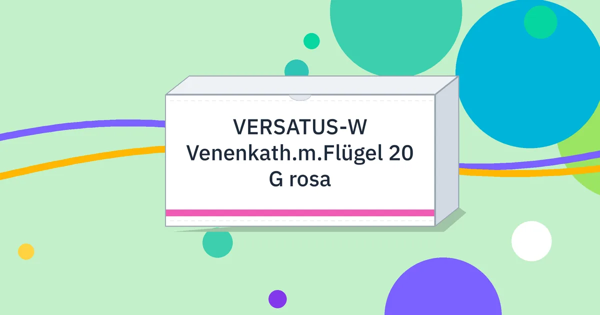 Symbolbild: Packung mit der Aufschrift VERSATUS-W Venenkath.m.Flügel 20 G rosa (PZN 01174021) – Verfügbarkeit und Bezug in Apotheken in Frankfurt am Main