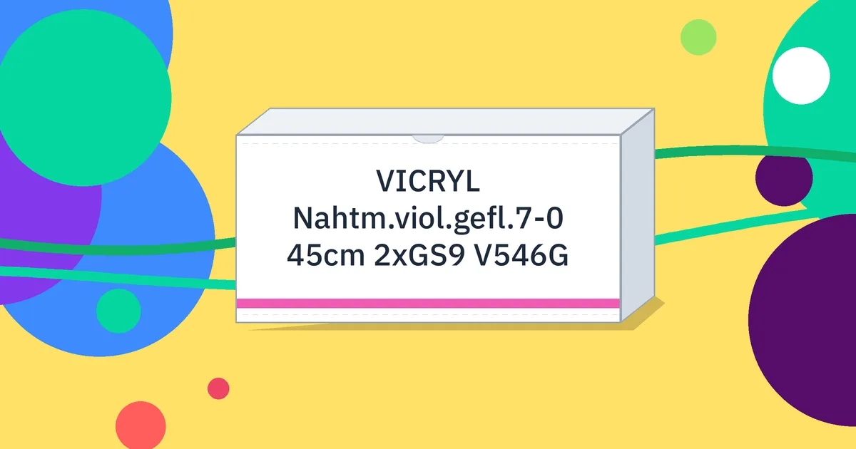 Symbolbild: Packung mit der Aufschrift VICRYL Nahtm.viol.gefl.7-0 45cm 2xGS9 V546G (PZN 20900119) – Verfügbarkeit und Bezug in Apotheken in Frankfurt am Main