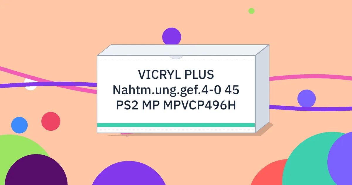 Symbolbild: Packung mit der Aufschrift VICRYL PLUS Nahtm.ung.gef.4-0 45 PS2 MP MPVCP496H (PZN 18605666) – Verfügbarkeit und Bezug in Apotheken in Frankfurt am Main