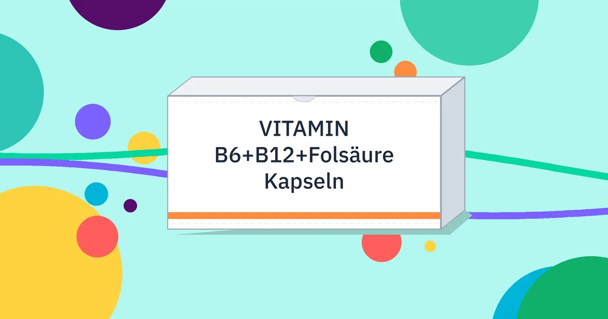 Symbolbild: Packung mit der Aufschrift VITAMIN B6+B12+Folsäure Kapseln (PZN 14058291) – Verfügbarkeit und Bezug in Apotheken in Frankfurt am Main